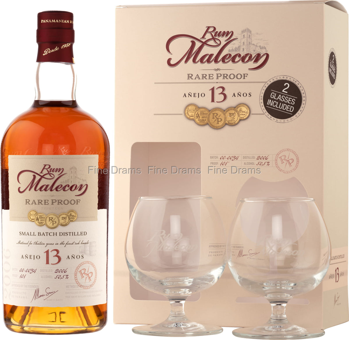 RUM MALECON RARE PROF 13 ANNI + BICCHIERI ML 700 cod LV592 – ENOTECA ...